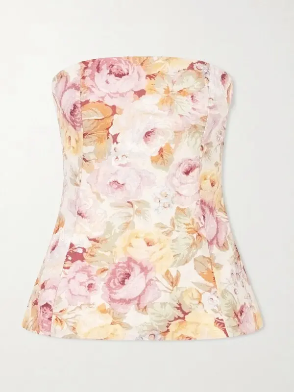Faithfull The Brand Petro Strapless Floral-print Linen Top - Multi