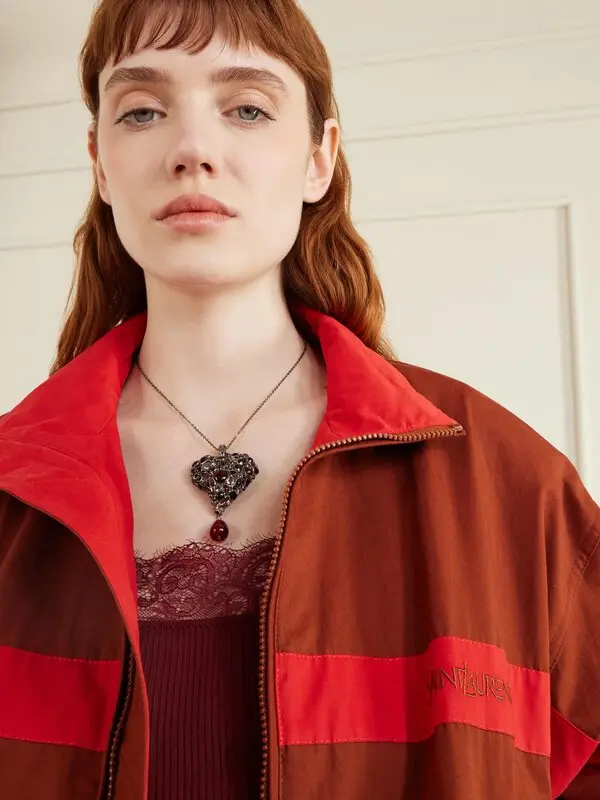 Saint Laurent Tone Crystal Heart Necklace