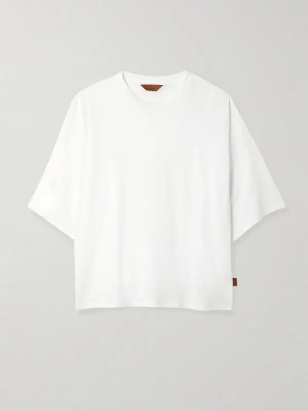 JAMIE HALLER Draped Cotton And Modal-blend Jersey T-shirt - White
