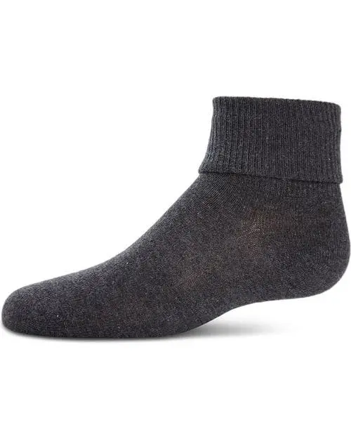 MEMOI Ribbed Triple-roll-cuff Ankle Socks - Charcoal