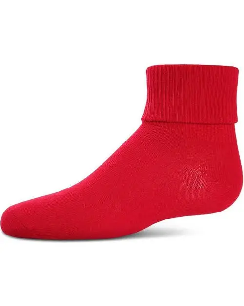 MEMOI Ribbed Triple-roll-cuff Ankle Socks - Red