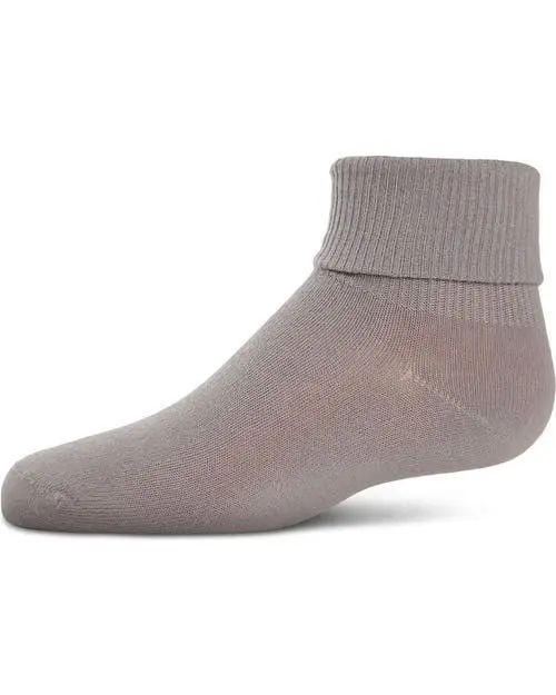 MEMOI Ribbed Triple-roll-cuff Ankle Socks - Silver