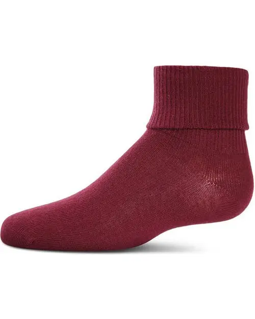 MEMOI Ribbed Triple-roll-cuff Ankle Socks - Zinfandel