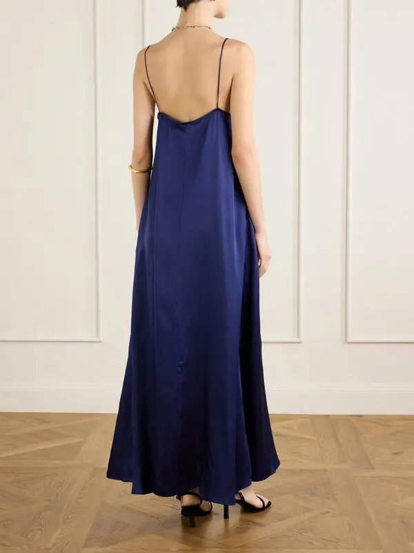 ANINE BING Mae Silk Satin-blend Maxi Dress - Blue