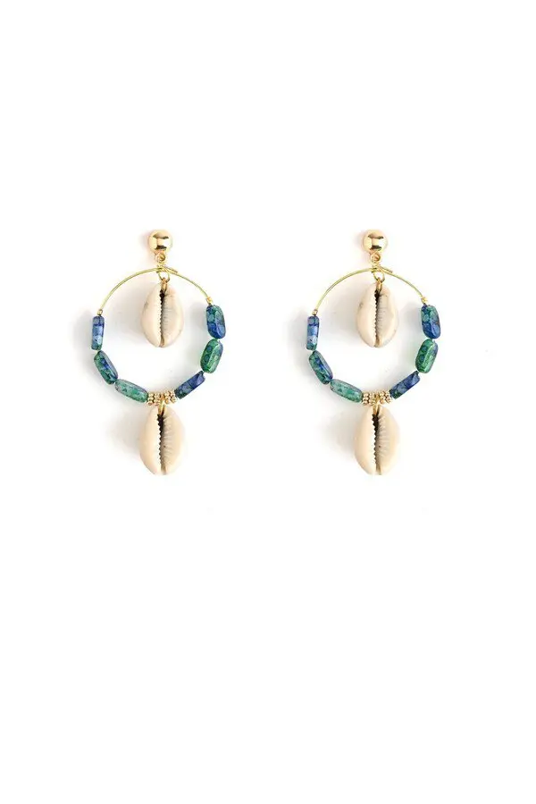 Yumi Kim Shore Charms Beaded Seashell Earrings - Aqua