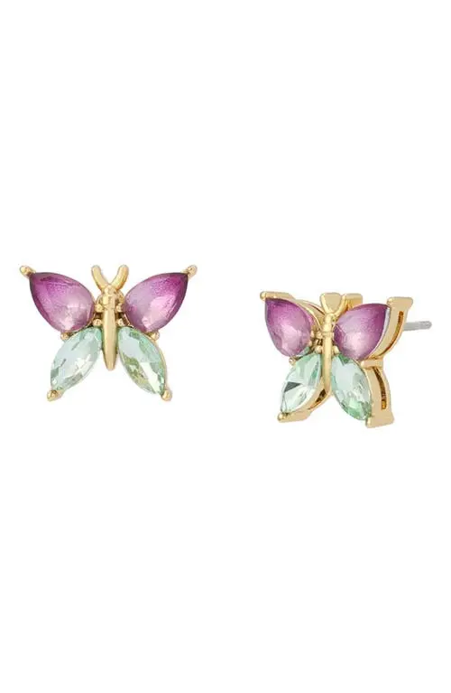 Kurt Geiger Crystal Butterfly Stud Earrings - Pink