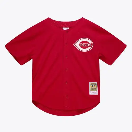 Mitchell & Ness Deion Sanders Cincinnati S Cooperstown Mesh Batting Practice Button-up Jersey