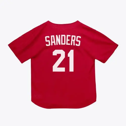 Mitchell & Ness Deion Sanders Cincinnati S Cooperstown Mesh Batting Practice Button-up Jersey