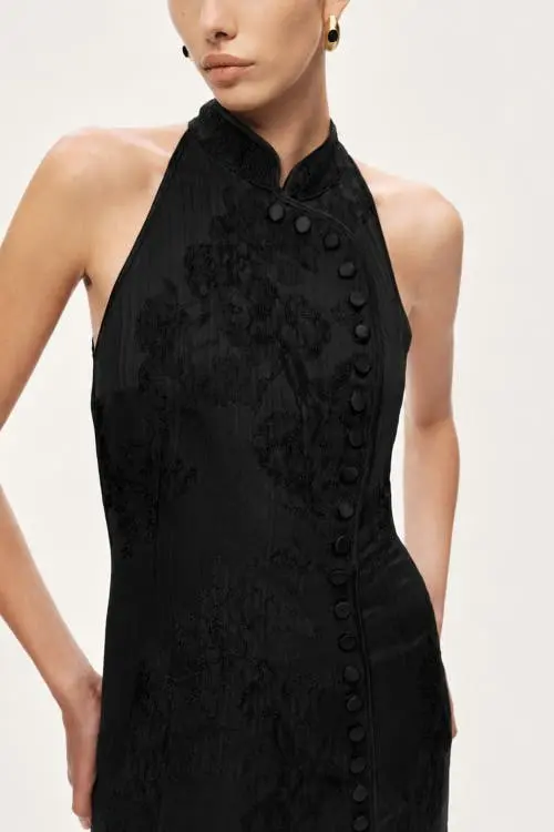 NOCTURNE Jacquard Halterneck Midi Dress
