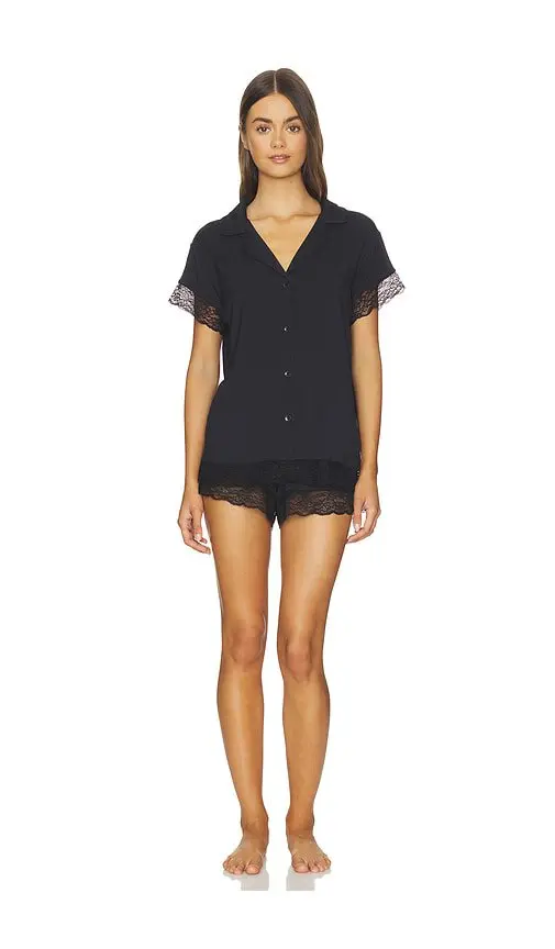 Eberjey Malou Short Pajama Set - Black