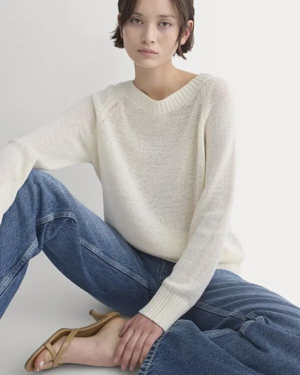 Everlane Wide-neck Crew Sweater - Bone