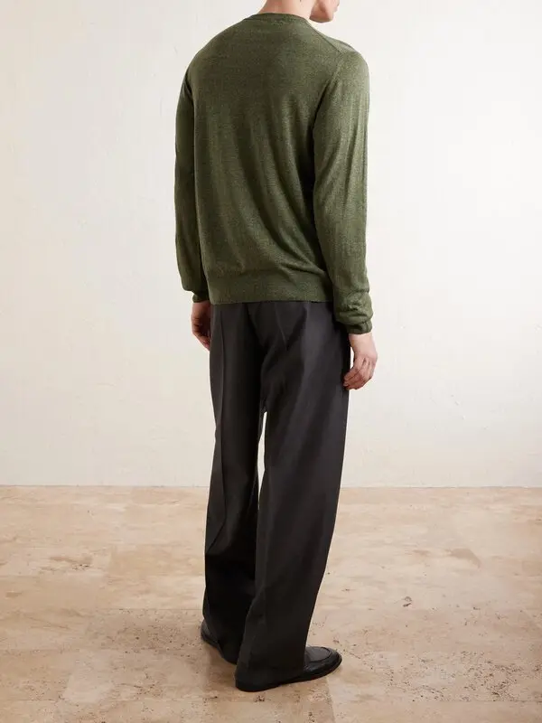 PIACENZA CASHMERE 1733 Silk And Linen-blend Sweater - Green