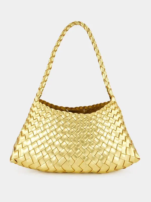 Dragon Diffusion Rosanna Woven Leather Baguette - Gold