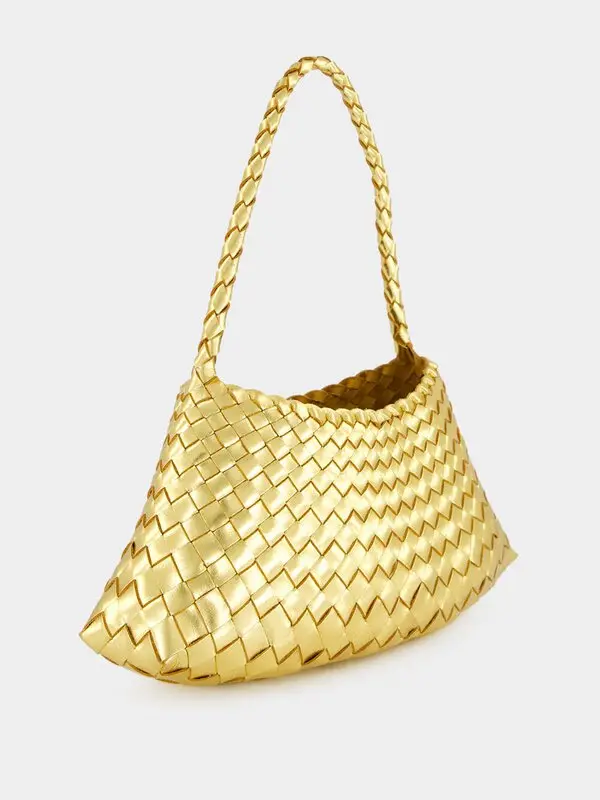 Dragon Diffusion Rosanna Woven Leather Baguette - Gold