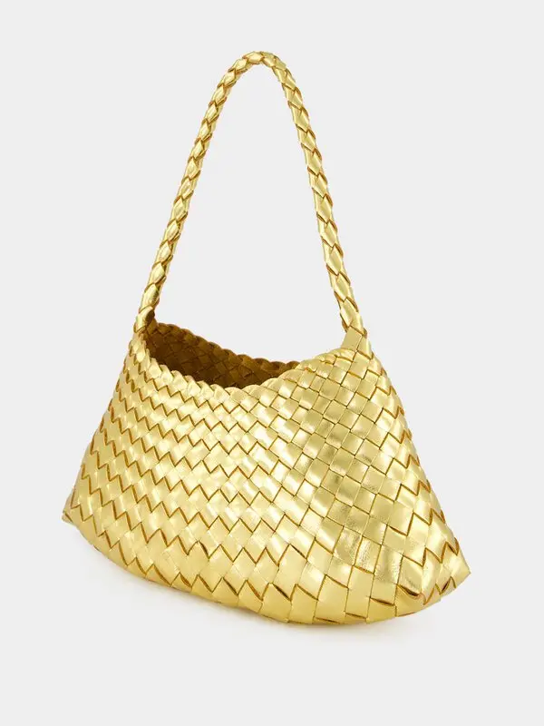 Dragon Diffusion Rosanna Woven Leather Baguette - Gold
