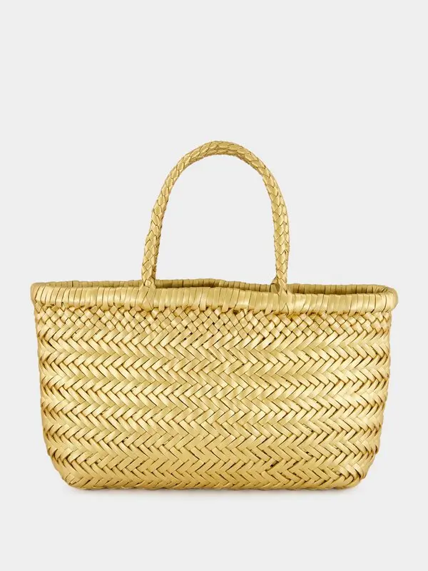 Dragon Diffusion Mini Flat Gora Woven Bag - Gold