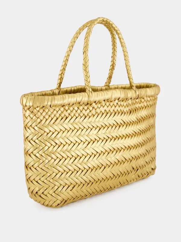Dragon Diffusion Mini Flat Gora Woven Bag - Gold