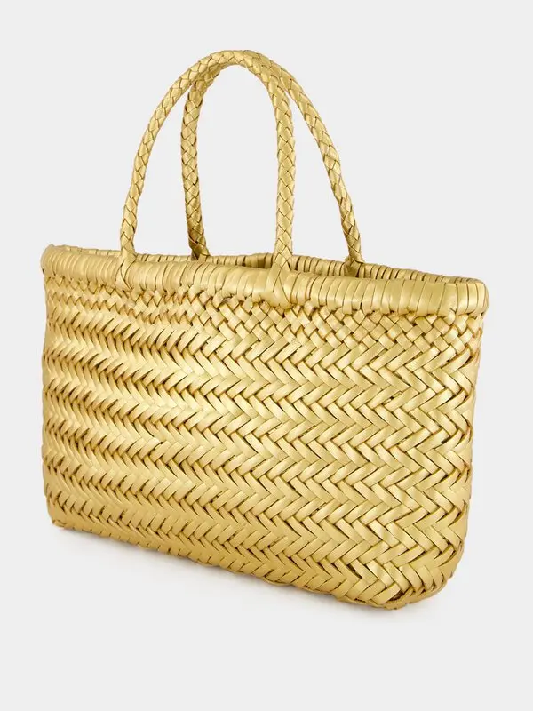 Dragon Diffusion Mini Flat Gora Woven Bag - Gold