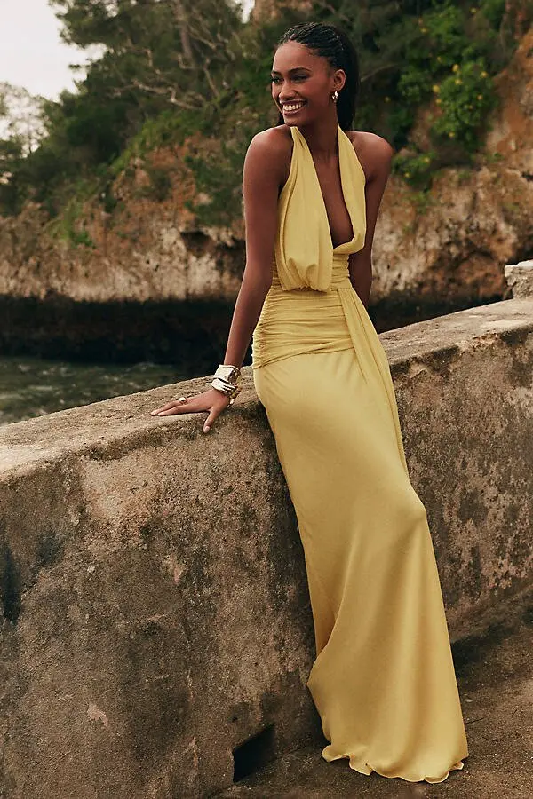 Bec & Bridge Cassis Drape Maxi Dress - Citron