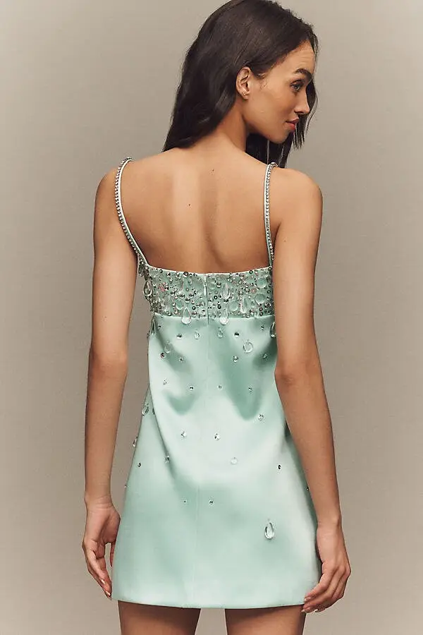 Retrofete Lorelai Embellished Mini Dress - Light Blue
