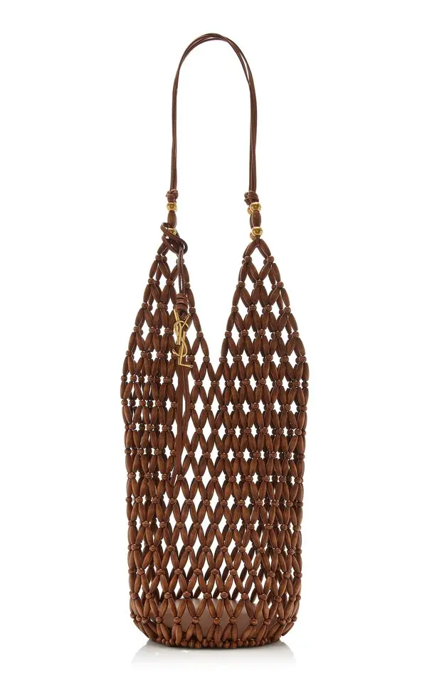 Saint Laurent Beaded Bucket Bag - Brown
