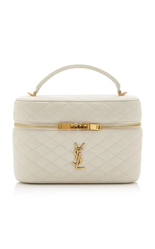 Saint Laurent Gaby Large Quilted Leather Vanity Bag - White