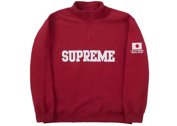 Supreme Tokyo Shop Flag Half Zip Pullover - Red