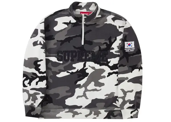 Supreme Seoul Shop Flag Half Zip Pullover - Snow Camo