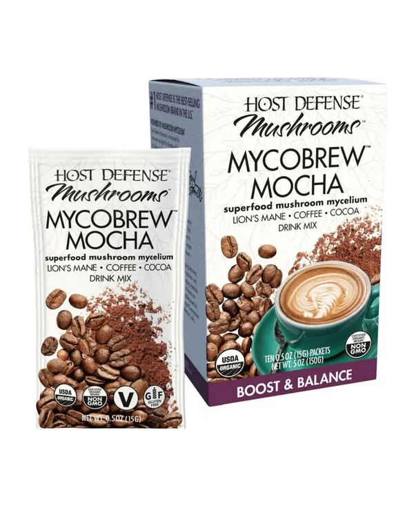 HOST DEFENSE Mycobrew Mocha Mocha Drink Mix Mocha Powder Includes Lion's Mane Mushroom - No Color