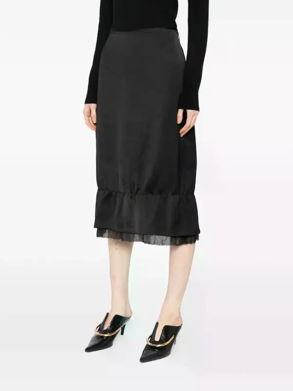 TOTEME Satin Midi Skirt - Black