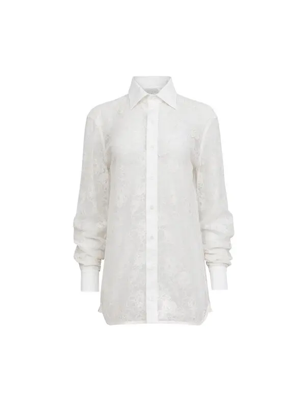 FLEUR DU MAL Juliet Lace Button Down - Ivory
