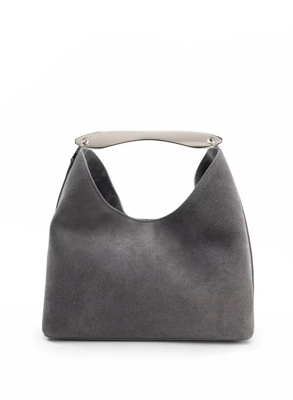 ELLEME Boomerang Large Suede Top Handle Bag - Grey