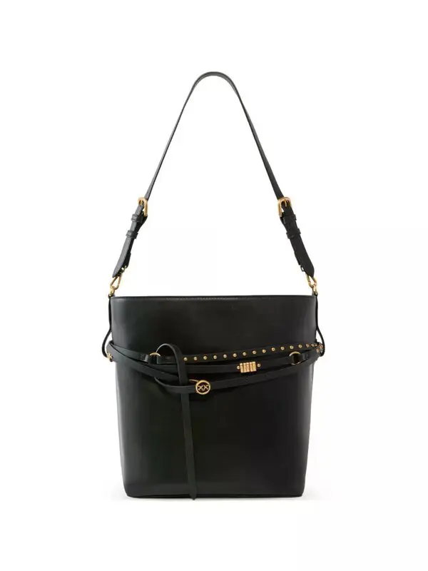 Pinko Studded Leather Bucket Bag - Black