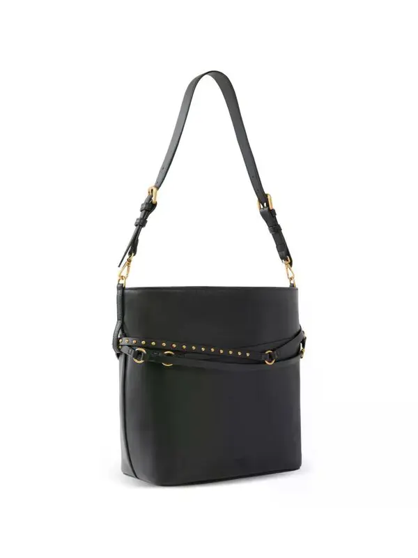 Pinko Studded Leather Bucket Bag - Black