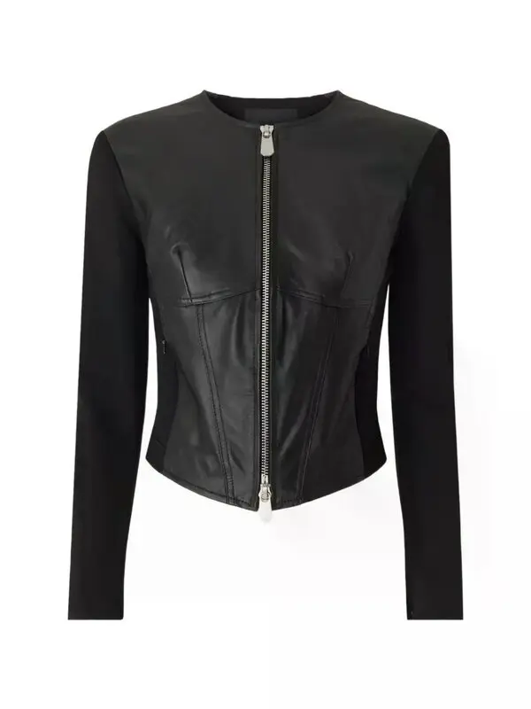 Pinko Leather Bustier Zip-up Jacket