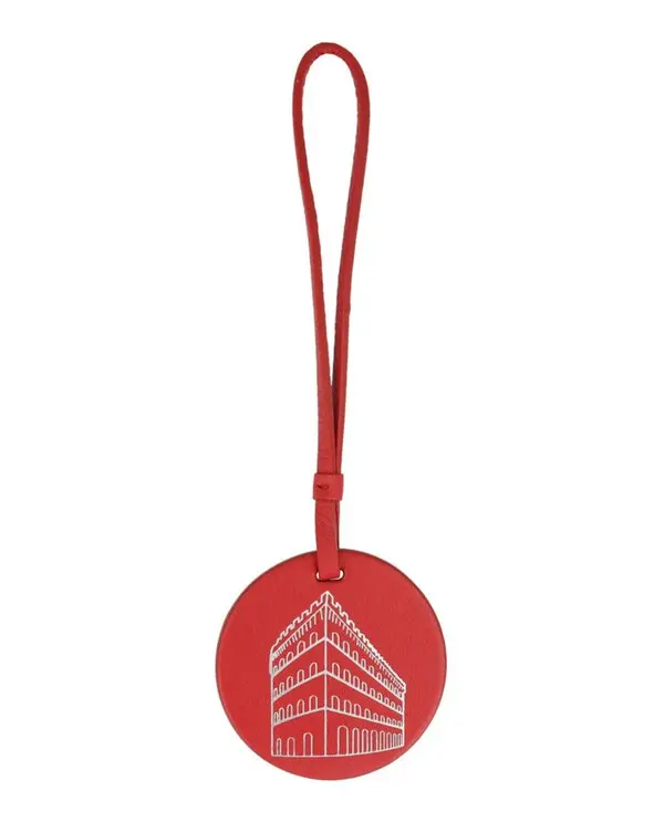 FERRAGAMO Embossed Palazzo Spini Feroni Leather Charm - Red