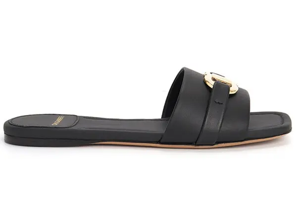 FERRAGAMO Gancini Flat Slides - Black