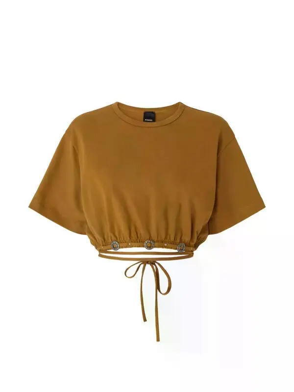 Pinko Tie-waist Cropped T-shirt - Neutrals
