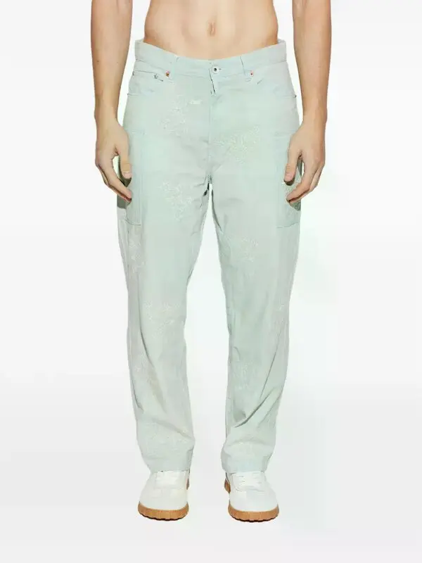 Kenzo Embroidered Five-pocket Jeans