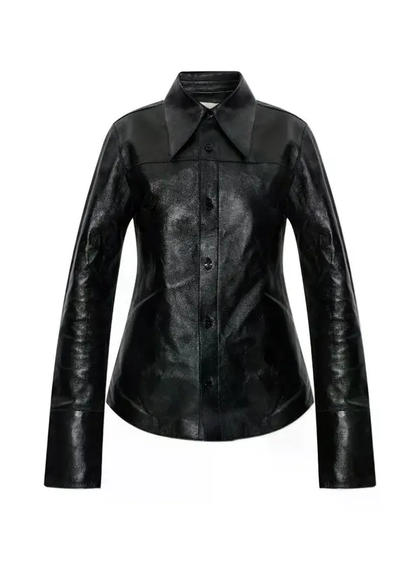 AMI Paris Panelled Leather Shirt
