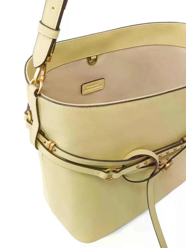 Pinko Medium Studded-strap Bucket Bag - Yellow