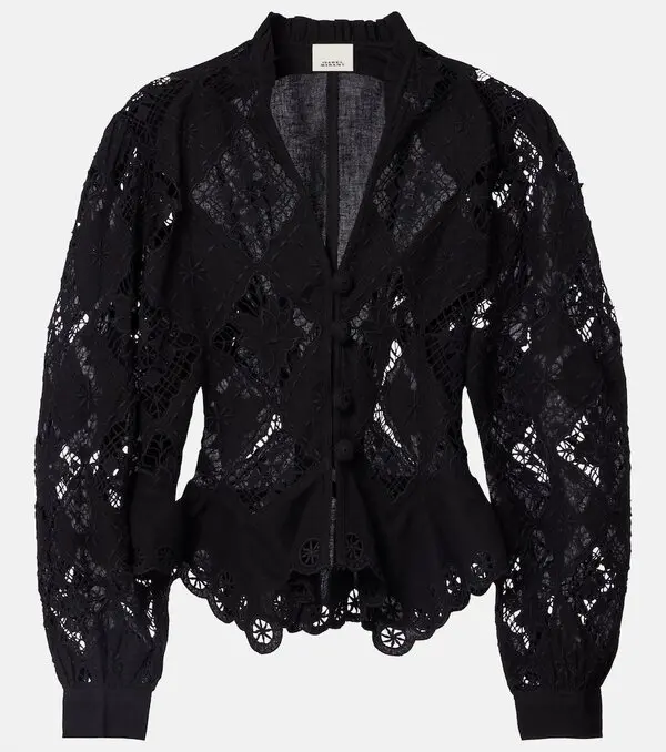 Isabel Marant Étoile Nina Broderie Anglaise Blouse - Black