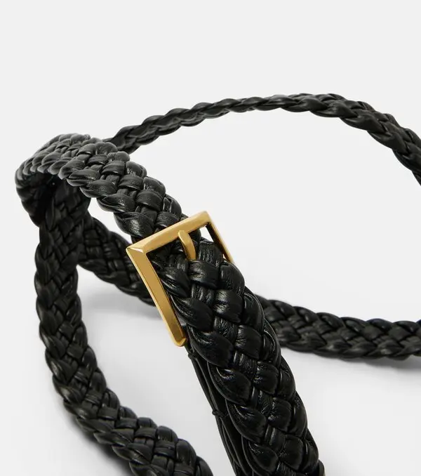 Bottega Veneta Solo Intreccio Leather Belt - Black