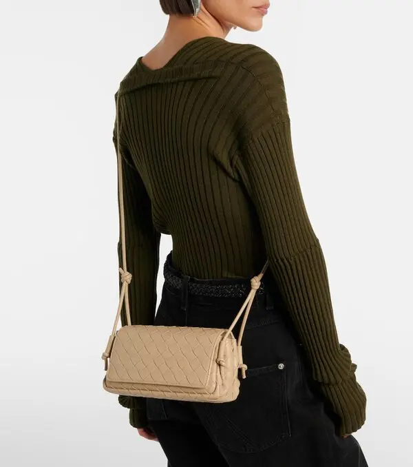 Bottega Veneta Notturno Intrecciato Leather Crossbody Bag - Beige