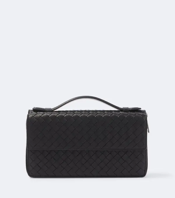 Bottega Veneta Intrecciato Leather Pouch - Black