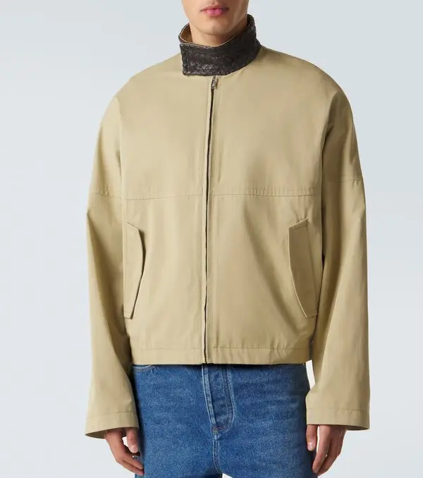 Bottega Veneta Intrecciato Cotton Blouson Jacket - Beige