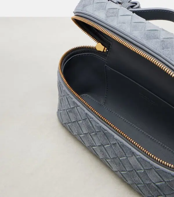 Bottega Veneta Intrecciato Suede Vanity Bag - Grey