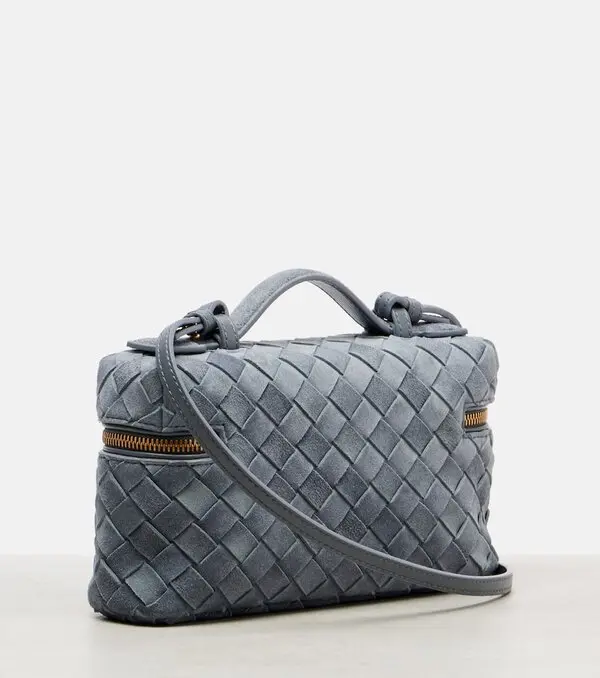 Bottega Veneta Intrecciato Suede Vanity Bag - Grey