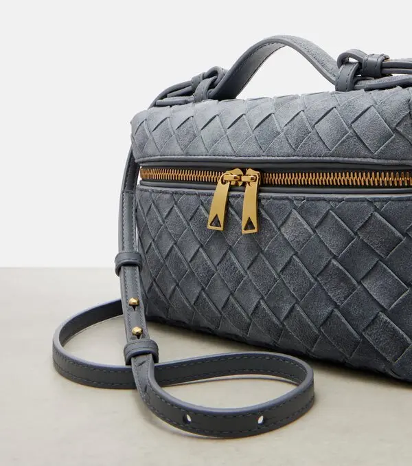 Bottega Veneta Intrecciato Suede Vanity Bag - Grey