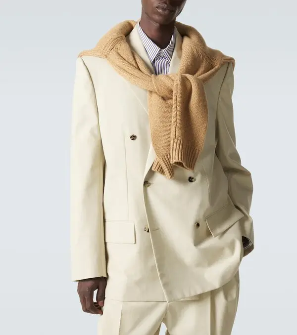 Bottega Veneta Wool And Cotton Gabardine Suit Jacket - Beige